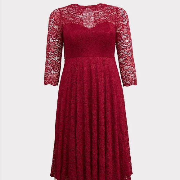 torrid | Dresses | Torrid Lace Dress Nwt Red Lace Midi Size 8 | Poshmark